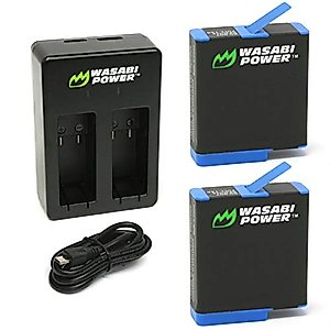 Wasabi Power HERO8 Battery (2-Pack) and Dual Charger for GoPro Hero 8 Black (All Features Available), Hero 7 Black, Hero 6 Black, Hero 5 Black, Hero 2018, Fully Compatible with Original