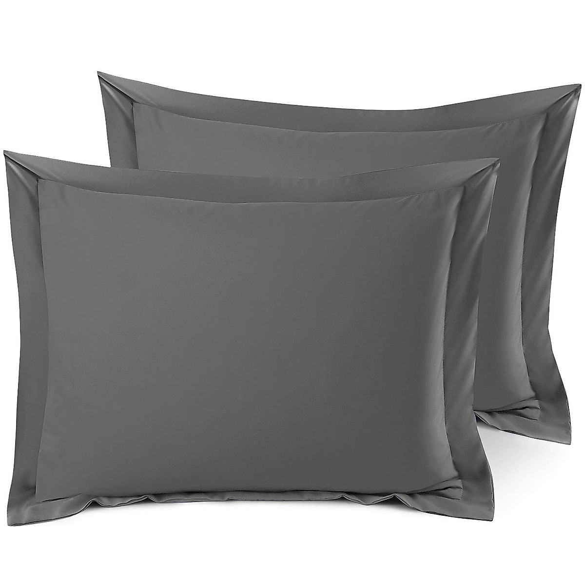 Nestl Soft Pillow Shams Set of 2 - Double Brushed Microfiber Pillow Covers - Hotel Style Premium Bed Pillow Cases, with 1.5” Decorative Flange, Standard 20"x26" - Gray