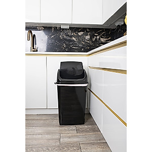 Superio Trash Can 13 Gallon Swing Lid 50 Liter, Black