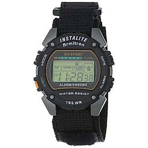 Armitron Sport Men's 406623 Chronograph Round Gray and Black Nylon Strap Digital Watch