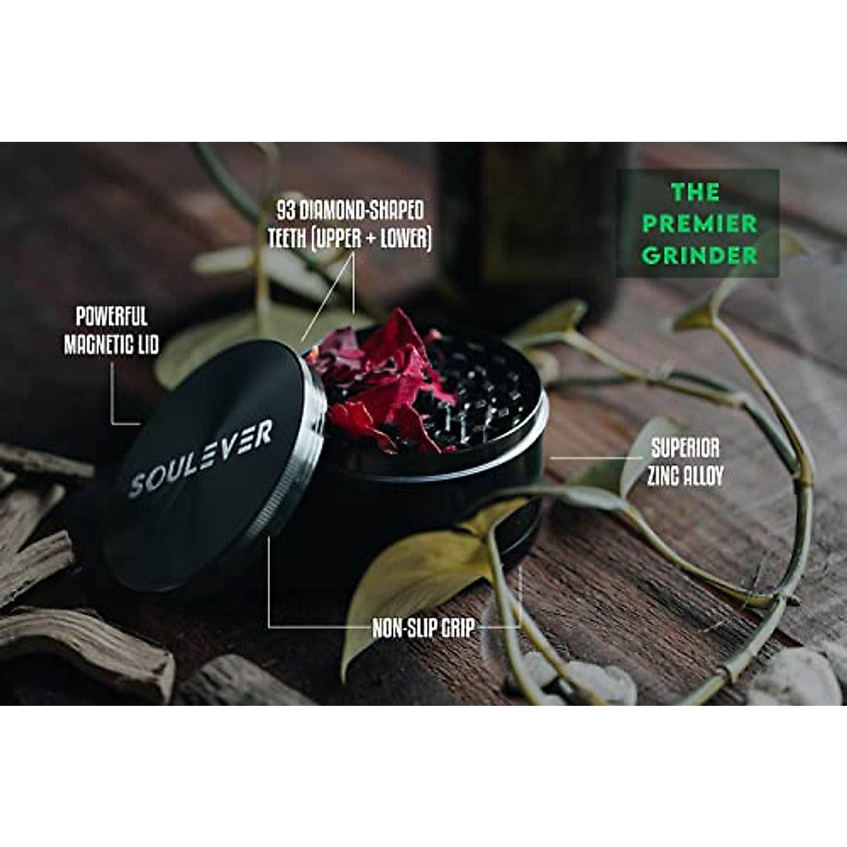 SOULEVER Spice Grinder Large 3 Inch Black