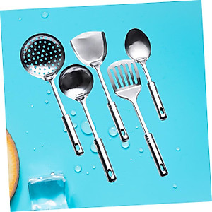 NOLITOY 10 Pcs Metal Spatula Chef Utensils Stainless Steel Cookware Cooking Tools Stainless Steel Kitchen Utensils Stainless Steel Cooking Utensils Metal Spoons Kitchen Spatula Handle