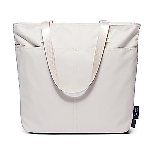 Simple Modern Tote Bag for Women | Medium Water-Resistant Laptop Purse with Compartments and Zipper Top | Shoulder Bag with Pockets for Work, Travel & School | Almond Birch