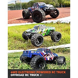 BEZGAR HM161 Hobby Grade 1:16 Scale Remote Control Truck, 4WD High Speed 40+ Kmh All Terrains Electric Toy Off Road RC Vehicle Car Crawler with 2 Rechargeable Batteries for Boys Kids and Adults