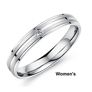 His or Hers Matching Set Titanium Stainless Steel Couple Wedding Band Set in a Gift Box