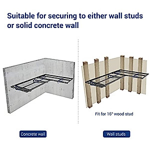 FLEXIMOUNTS 2-Pack 2x4ft Corner Wall Shelving Garage Storage Rack, 24-inch-by-48-inch Floating Shelves, Black