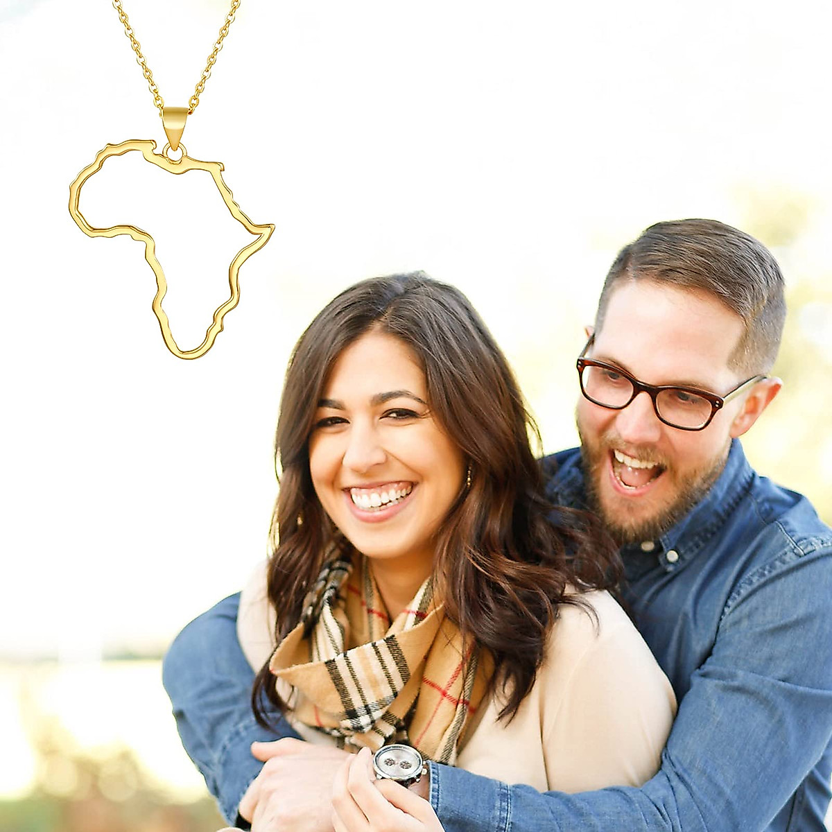 YKYLHSYXR Women's Minimalist Africa Map Pendant Necklace, Africa Motherland Continent Outline Necklaces (Jewelry with Gifts Box) (18K GOLD)