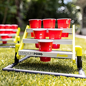 Franklin Sports Stadium Cup Pong Set - Jumbo 6 Cup Pong Game Set with Cups + Stand - Fun Indoor + Outdoor Tailgate Game