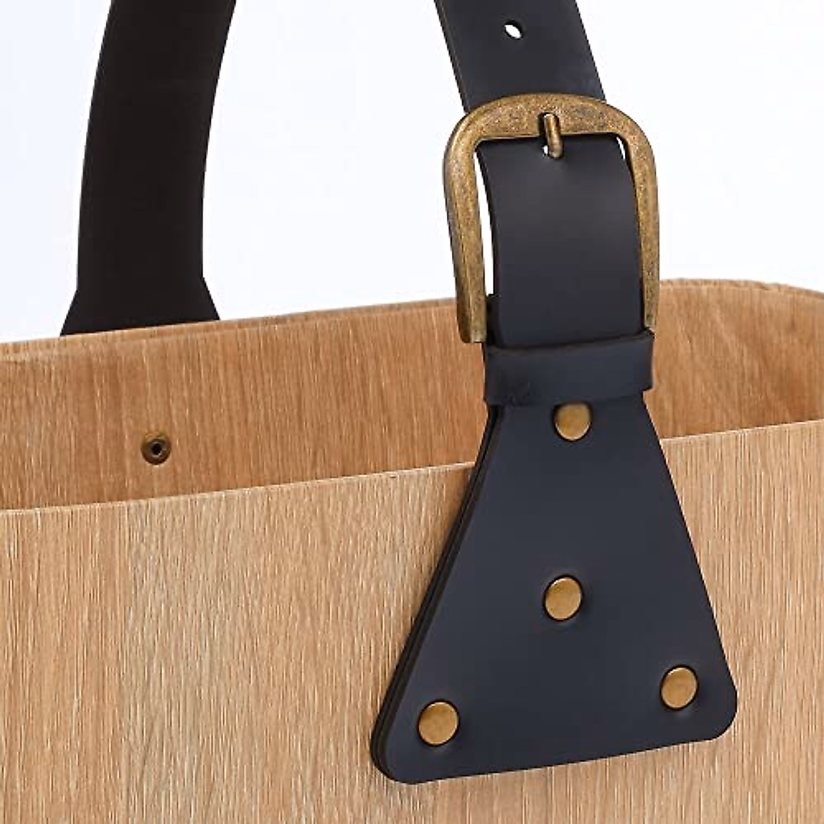 mDesign Rectangle Basket Tote Bin Organizer with Attached Handle for Magazines, Blankets, Throws - Portable - Natural