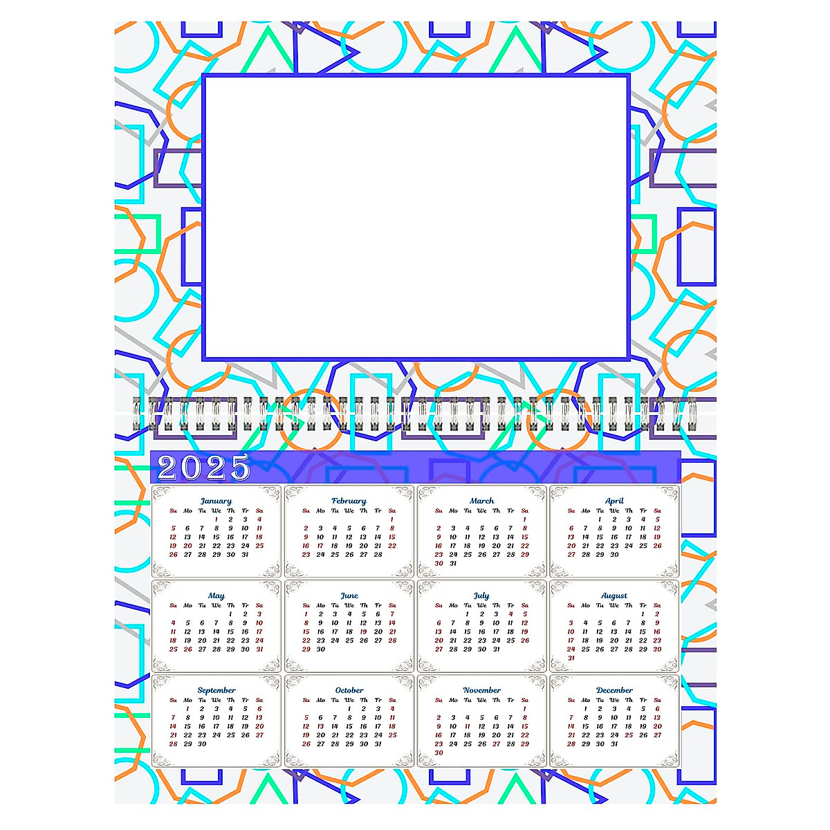 2024 Photo Frame Wall Spiral-bound Calendar (Add Your Own Photos) - 12 Months Desktop/Wall Calendar/Planner - (Edition #011)
