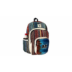 Zillion Craft Travel laptop back pack. Eco Friendly 100% natural hemp back pack for School, College. Multi pocket colorful unique design.