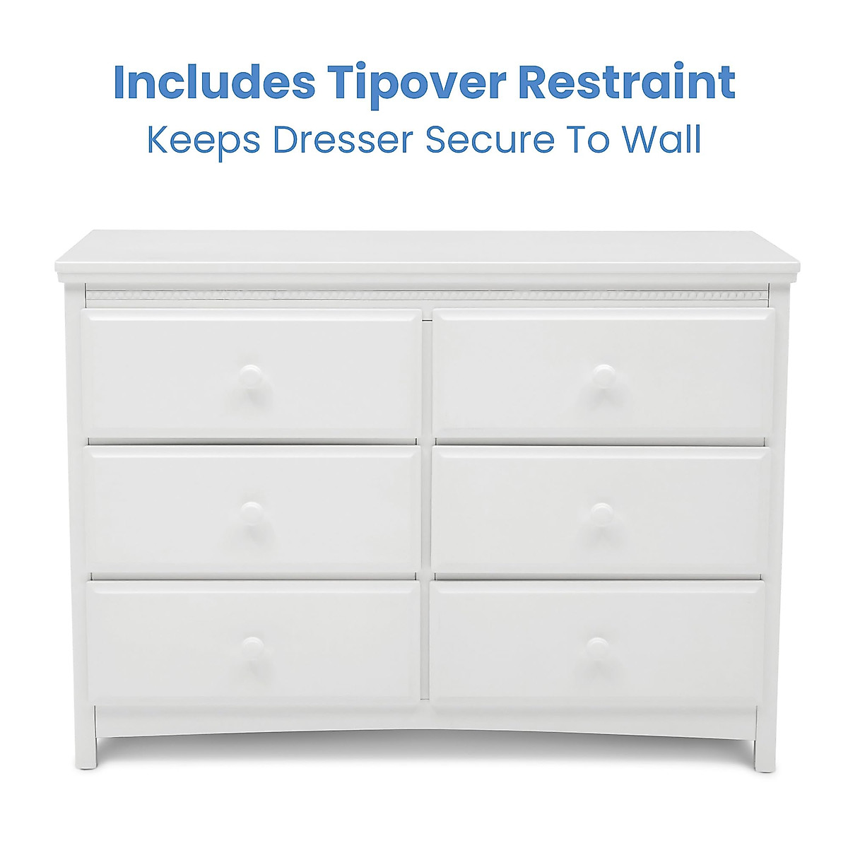 Delta Children Emerson 6 Drawer Dresser with Interlocking Drawers - Greenguard Gold Certified, Bianca White