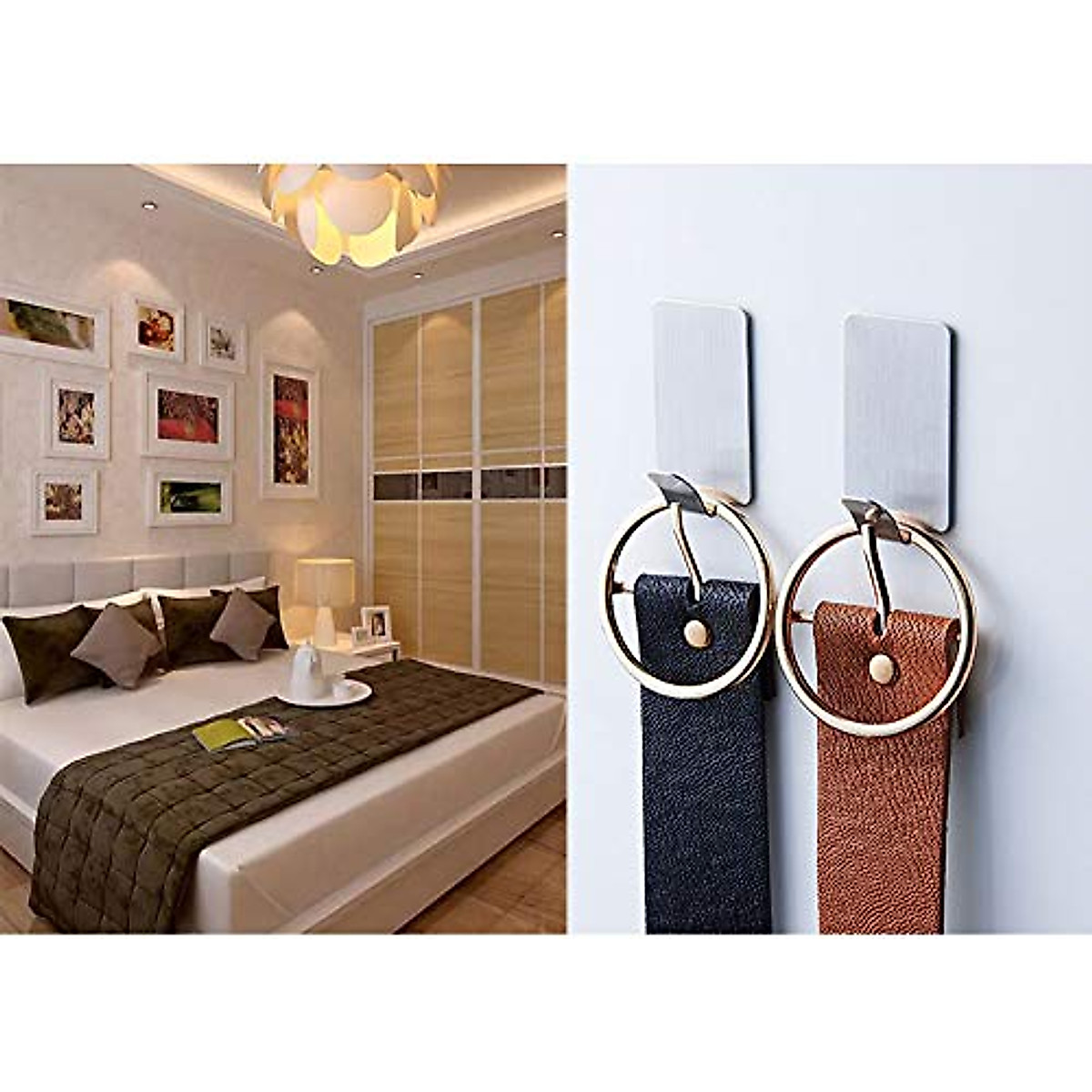 Adhesive Hooks Wall Hooks Hangers Heavy Duty Waterproof Stainless Steel Hooks for Hanging Kitchen Bathroom Home Stick on Wall - 8 Packs