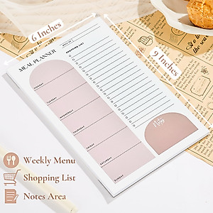 Weekly Meal Planner and Grocery List Magnetic 6x9 Inch Notepad with 52 Tear-Off Sheets - Perfect Meal Planner Notebook for Your Fridge