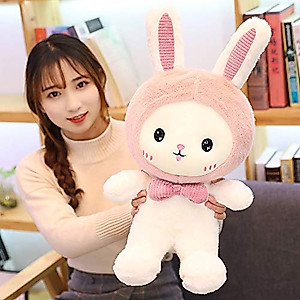 DERMAEX Pink Bunny Plush Stuffed Animal Pillow,Soft Hugging Pillow Bunny Plush Toys,Cute Rabbit Doll Throw Pillow with Wings,Gifts for Birthday, Valentine, Christmas (Pink,25cm)