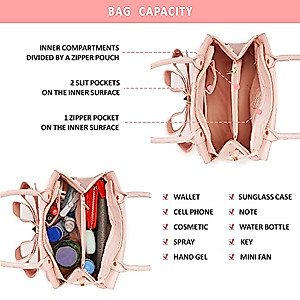 Like Dreams Women Classic Large Vegan Leather Satchel Bowtie Top Handle Fashion Handbag Purse (Candy Pink)