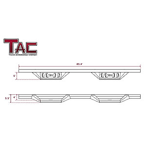 TAC Sidewinder Running Boards Fit 2015-2024 Ford F150 Supercrew Cab| 2022-2024 F150 Lightning EV Supercrew Cab|2017-2024 F250/F350/F450/F550 Super Duty Crew Cab Truck 4” Drop Fine Texture Black 2Pcs