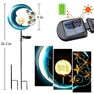 SmilingTown Solar Decorative Lights Outdoor Solar Moon Crackle Glass Globe Garden Decor Light Waterproof for Garden Patio Yard,Backyard Lawn Outdoor Decorations