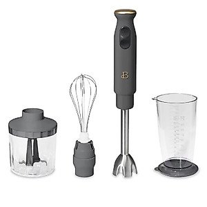 Beautiful Immersion Blender with 500ml Chopper and 700ml Measuring Cup, by Drew Barrymore (Oyster Gray)