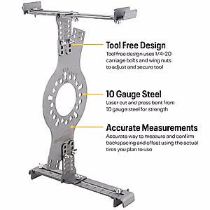 WheelWise™ Wheel Fitment Simulator Tire/Rim Fit Size Measuring Mockup Tool, Supports 14 to 20 Inch Wheel Diameters and 7 to 10 Inch Wheel Widths, 5-Lug Wheel Bolt Pattern
