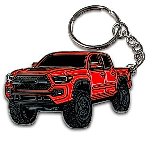 FOUR WHEEL BEAST Tacoma Keychain - Tacoma Accessories 2016-2022 mods - Pro Sport Off Road Cool PRO Key Chain Fob Cover - 3rd gen off road Toy Truck (Red)