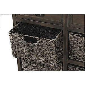 Harper & Bright Designs Storage Cabinet, Rustic Storage Cabinet with Two Drawers and Four Classic Fabric Basket for Kitchen/Dining Room/Entryway/Living Room, Accent Furniture, Brown Gray