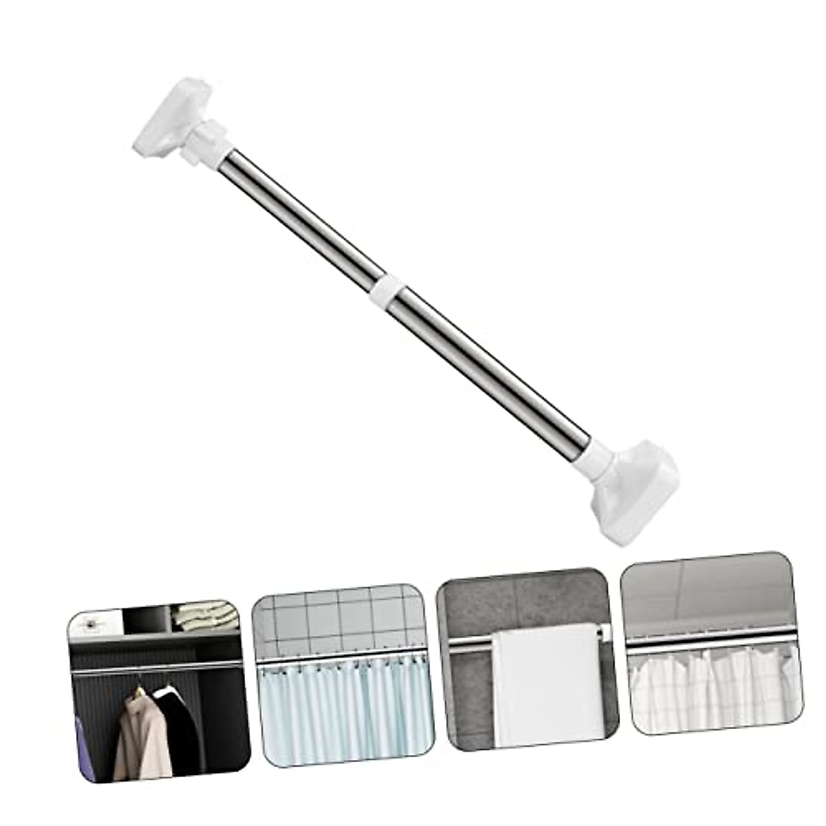 Cabilock 1pc Hole-free Telescopic Rod Retractable Curtain Rod Adjustable Curtain Rod Spring Curtain Rods Adjustable Closet Rod Tension Curtain Rod Shower Rod Tension Stainless Steel White
