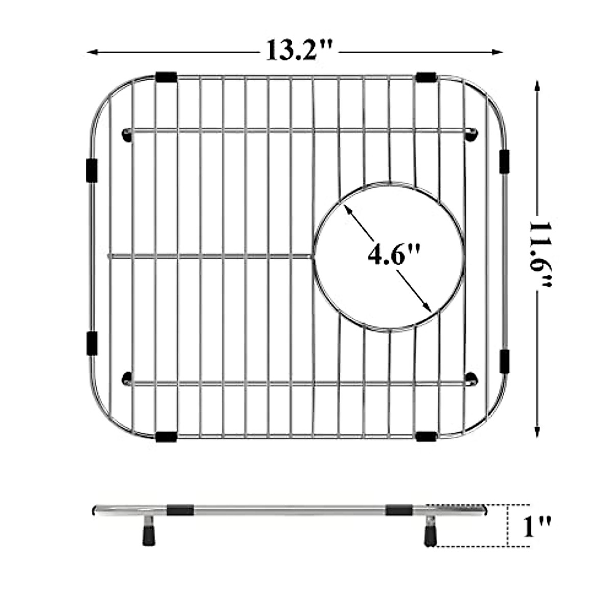 Orgneas Sink Protectors for Kitchen Sink, Universal Double Bowl Sink Bottom Grid 13.2"x11.6"x1.25", 304 Premium Stainless Steel Kitchen Sink Protector Grid Sink Grate Rack Rear Drain 2 Packs