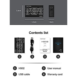 KGUSS Topping HS02 USB2.0 Audio Isolator withstands up to 1500VDC, USB-B and Type-C Input, USB-A and Type-C Output, Compatible with PCM32bit 768kHz DSD512