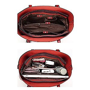 HgOgTg Handbags Purse for Women Designer Genuine Leather Large Ladies Tote Hobo Vintage Shoulder Bags,Red crossbody bag