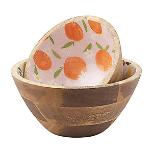 Mud Pie Nested Side Fruit Bowls, Floral, small 4" x 7 1/2" dia | 4" x 8 1/2" dia