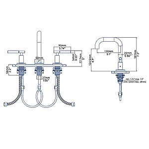 KPAIDA Bathroom Faucets, 3 Hole Bathroom Sink Faucet Brushed Nickel 8 inch Widespread Bathroom Faucet, 2 Handle Faucet for Bathroom Sink Vanity with Pop Up Drain