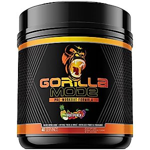 Gorilla Mode Pre Workout - Massive Pumps · Laser Focus · Energy · Power - L-Citrulline, Creatine, GlycerPump™, L-Tyrosine, Agmatine, Kanna, N-Phenethyl Dimethylamine Citrate - 600 Grams (Fruit Punch)