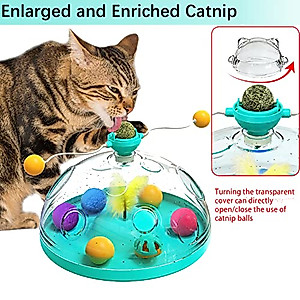 asdtrpoi Cat Toys for Indoor Cats Interactive Cat Toy Puzzles Smart stimulating Mental Stimulation Brain Games Teaser Catnip Ball Track Balls with Feather and Pet Bowl