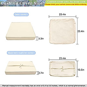 Qaworci Outdoor Cushion Slipcovers, Waterproof Patio Cushion Covers Replacement, Washable Patio Cushion Covers, Cushion Covers for Patio Furniture with Zipper (Beige)