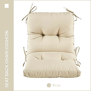 YOOZEKU Outdoor Indoor Seat/Back Chair Tufted Cushion,All-Weather Patio Chair Cushion with Ties,for Patio Furniture,Beige