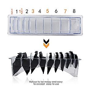 Plastic Clipper Guide Grooming Clipper Blade Case Holder Organizer Plastic 10 Blades Storage Case Rack Clipper Comb Holder for Salon Home Supplies Plastic Blade Guide