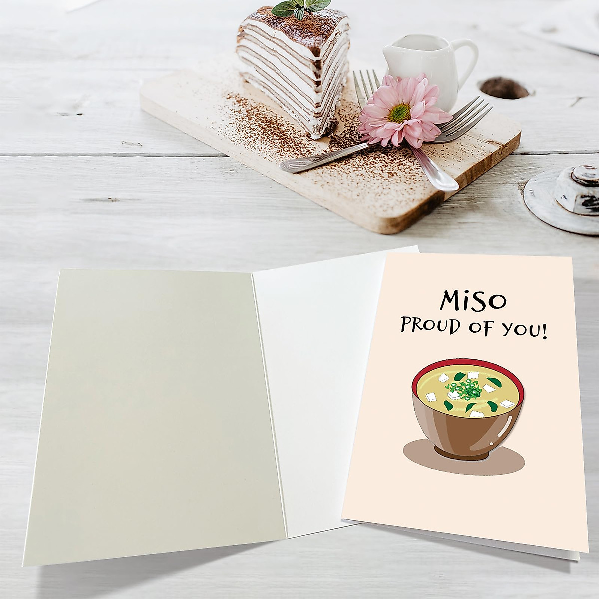 Obbyidk Funny Pun Miso Soup Proud of You Card, Cute Graduation Card for Her Him, Congratulations Card, I Am So Proud of You