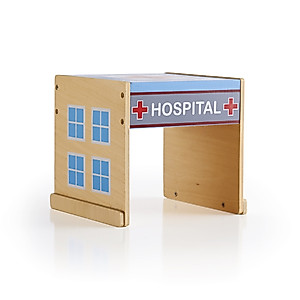 Guidecraft Community Buildings: Set of 6 Block Play Buildings (Fire Station, Police Department, Hospital, School, Grocery Store & Service Station) - Kids Learning & Educational Toys