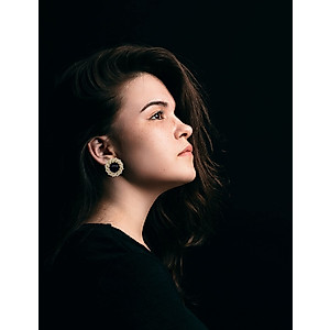 YOUMOCD Stud Earrings for Women Black Round Pearl Earings Fashion Jewelry