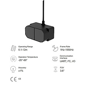 TFmini Plus Lidar Module Single-Point Micro Range Finder 0.1-12m IP65 Waterproof Dustproof Distance Sensor Obstacle Avoidance Module UART I2C IIC I/O