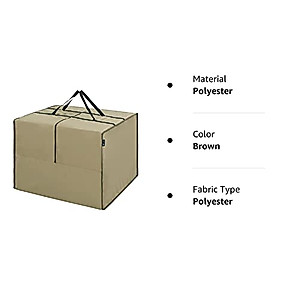 SORARA Square Cushion Cover Storage Bag, Outdoor Protective Zippered Patio Furniture Cover, Garden Furniture Cushion Carrying Bag with Handle, Water Resistant, 32''L x 32''W x 24''H,Brown