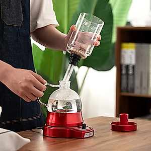 JITEM Cafetera Syphon Vacuum Coffee Maker Glass Electric Siphon Pot Knob Operation 360° Base Keep Warm 500W 400ML Manual Preparation Mode for Coffee or Tea