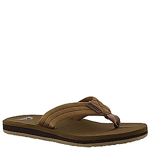 Quiksilver boys Carver Suede Youth Kids Flip Flip Sandal, Tan - Solid, 3 Little Kid US