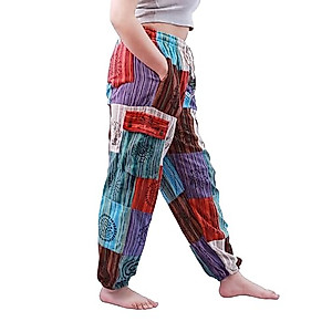 Handmade Om Pants Patchwork Pants Unisex Multisize Himalayan Bohemian Trousers (as1, Alpha, m, Regular, Regular) Multicolor