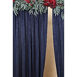 Cytdkve 2 Panels 4.8 Feet x 10 Feet Navy Blue Velvet-Like Wedding Backdrop Curtain Drapes, Silky Soft Window Curtains Panels for Wedding Ceremony Birthday Party Decorations