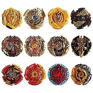 XIXIPOPOMT 12 Pcs Gyros Burst Turbo Gyros Top Evolution Metal Fusion Burst Gyro Toy Battle Gyro Battling Tops Game Set with 12 Spinning Top and 3 Launchers, Age 6+