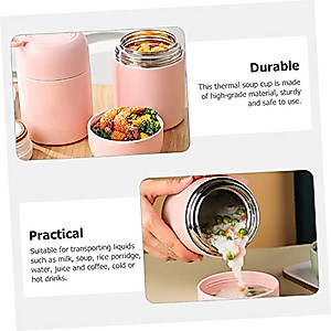 Yardwe Vacuum Flask Thermal Breakfast Cup Insulation Soup Cups Leakproof Soups Cup Pink Student 316 Stainless Steel Stew Pot Stainless Steel Small Insulation Barrels Breakfast Cups