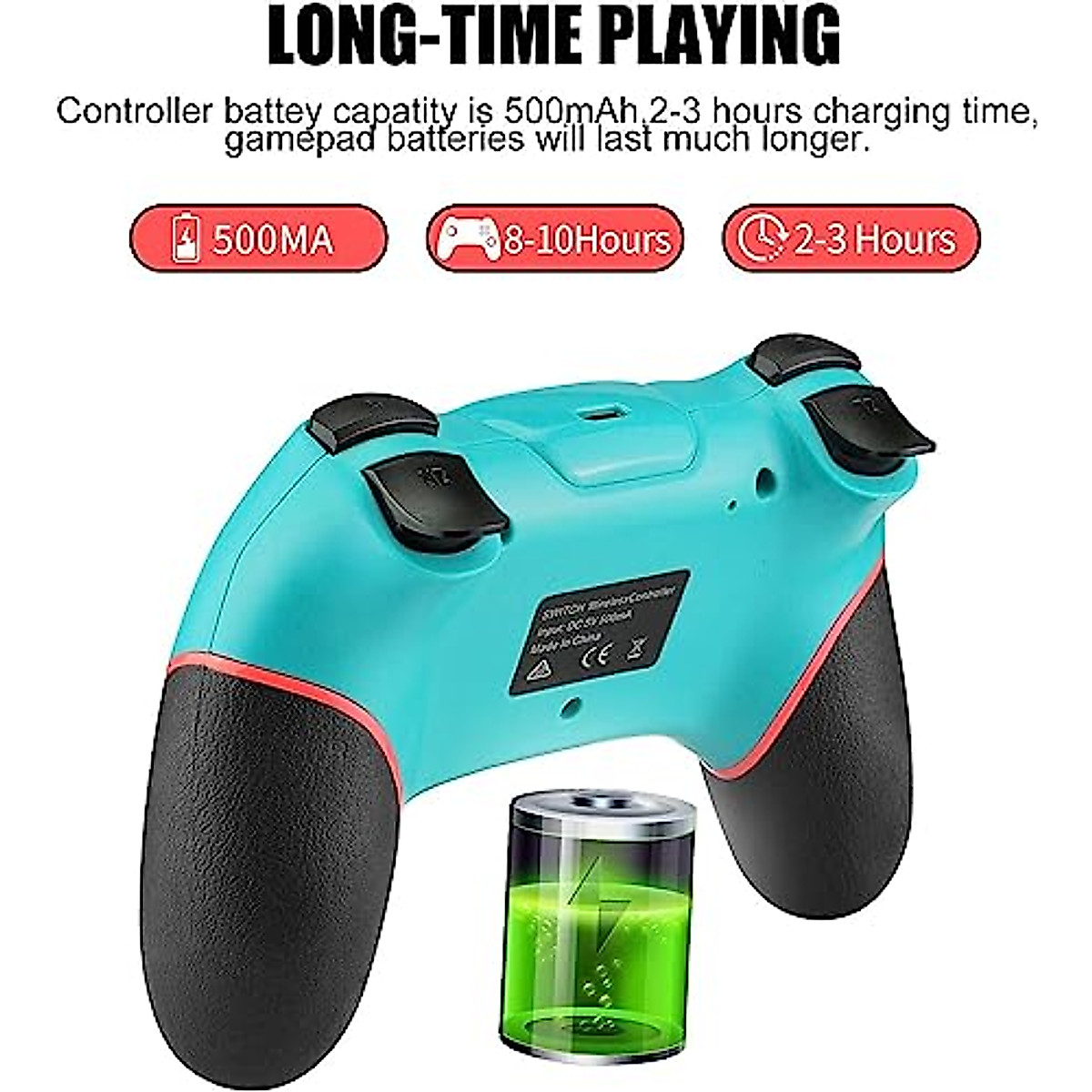 Diswoe Controller for Switch, Wireless Pro Controller for Switch/Switch Lite/Switch OLED, Remote Gamepad with Joystick, Adjustable Turbo Vibration, Ergonomic Non-Slip - Blue