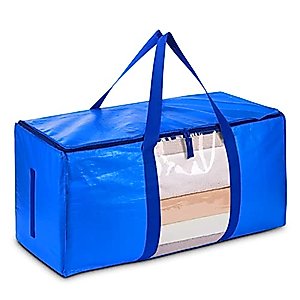 100L Large Storage Bags, Heavy-Duty Moving Bags, 4 Pack Closet Organizers, Clothes Foldable Storage Bins, Moving boxes, Storage Containers for Clothing, Blanket, Comforters, Toys, Bedding (Blue-6pack)